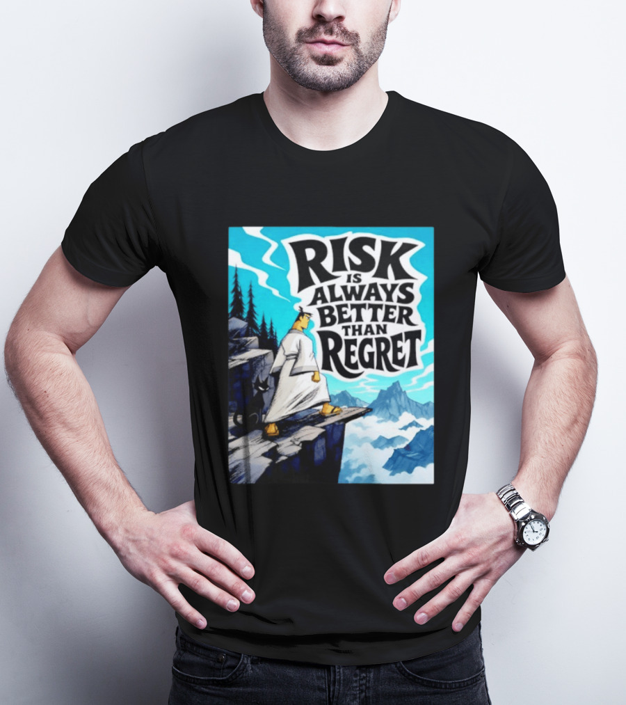 Samurai Jack Risk Is Always Better Than Regret Mountain Scene T-Shirt