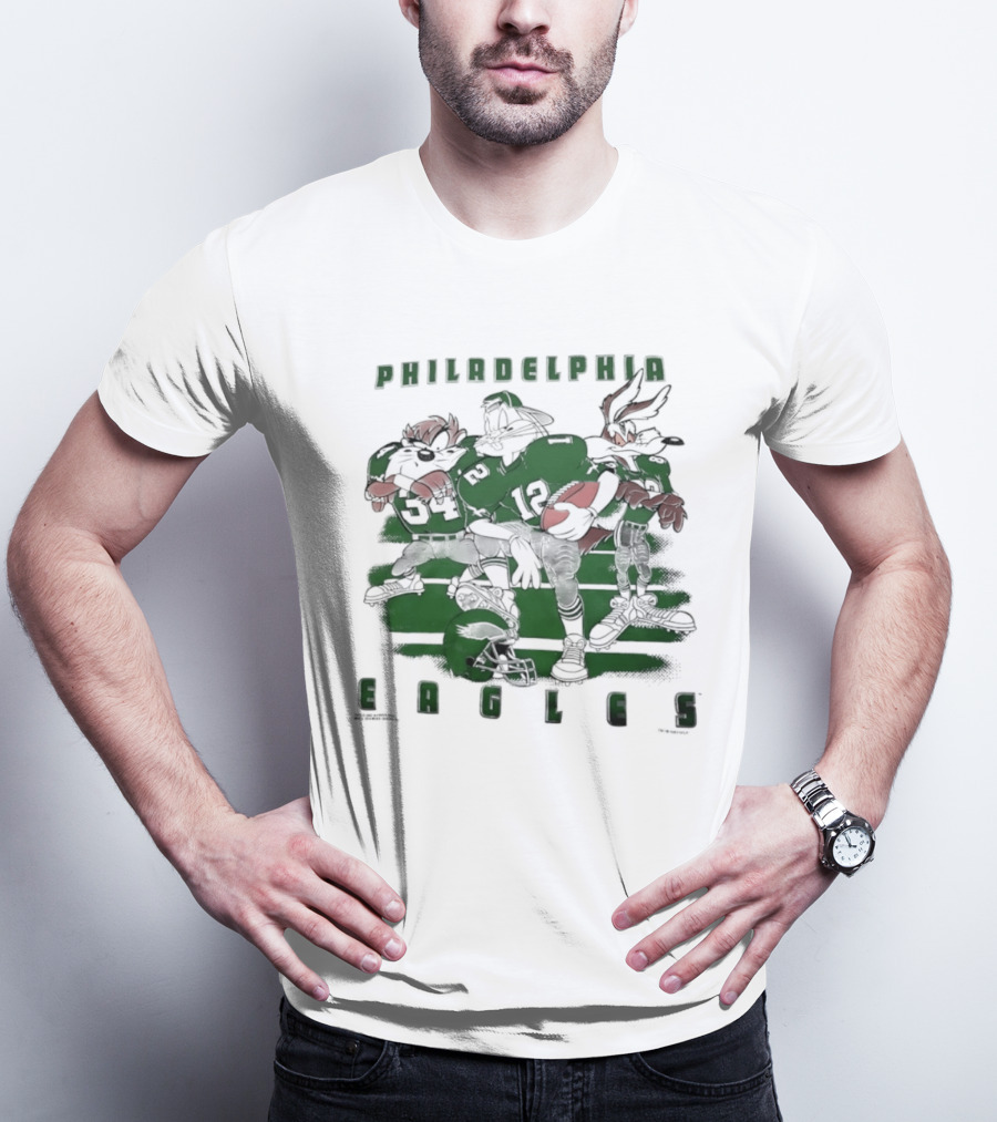 Philadelphia Eagles Taz Bugs Bunny Wile E Coyote Football Team Collaboration T-Shirt