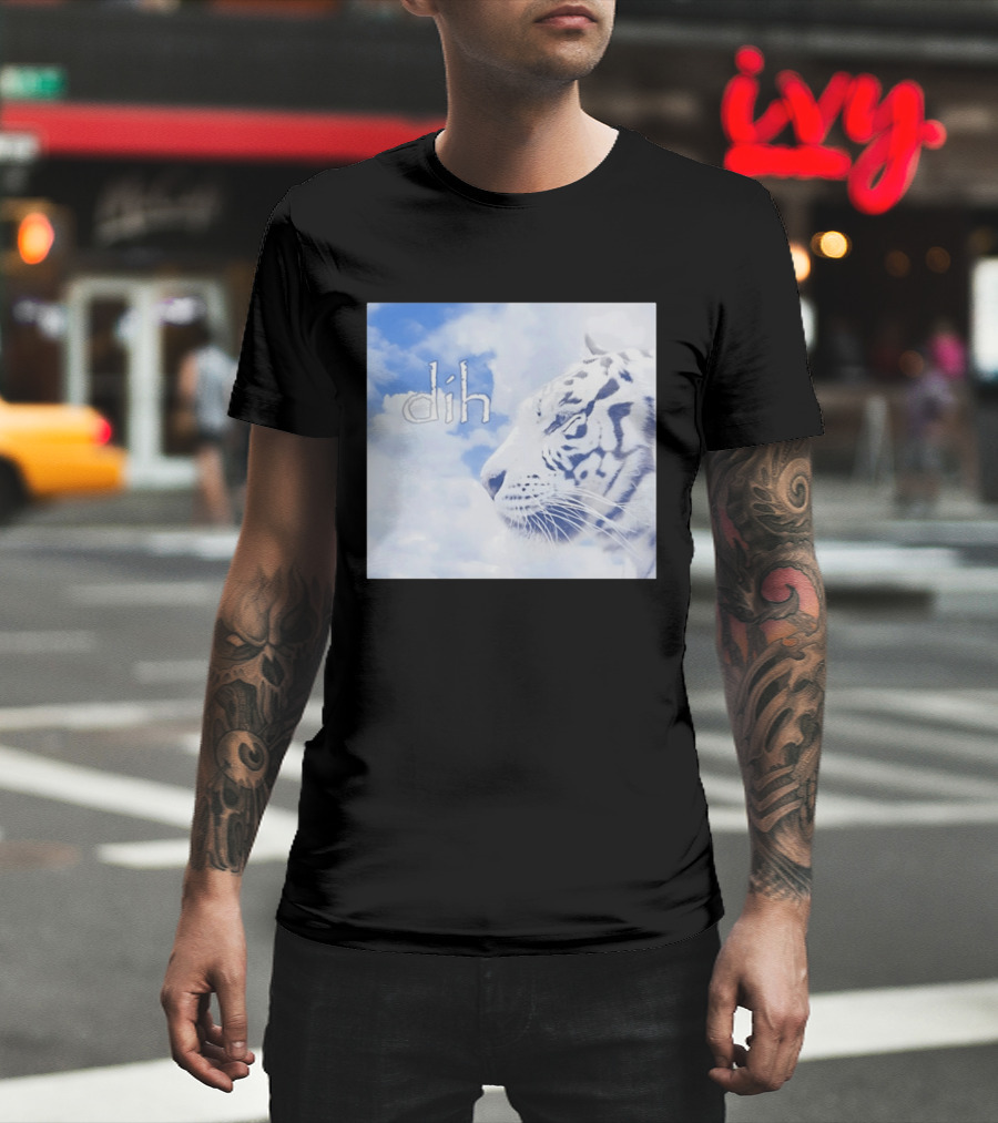 Tiger Dih Majestic Clouds White Bengal Tiger Profile T-Shirt