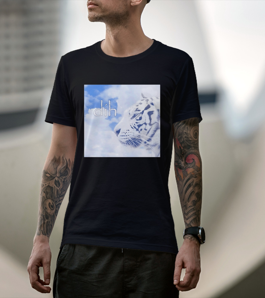 Tiger Dih Majestic Clouds White Bengal Tiger Profile T-Shirt