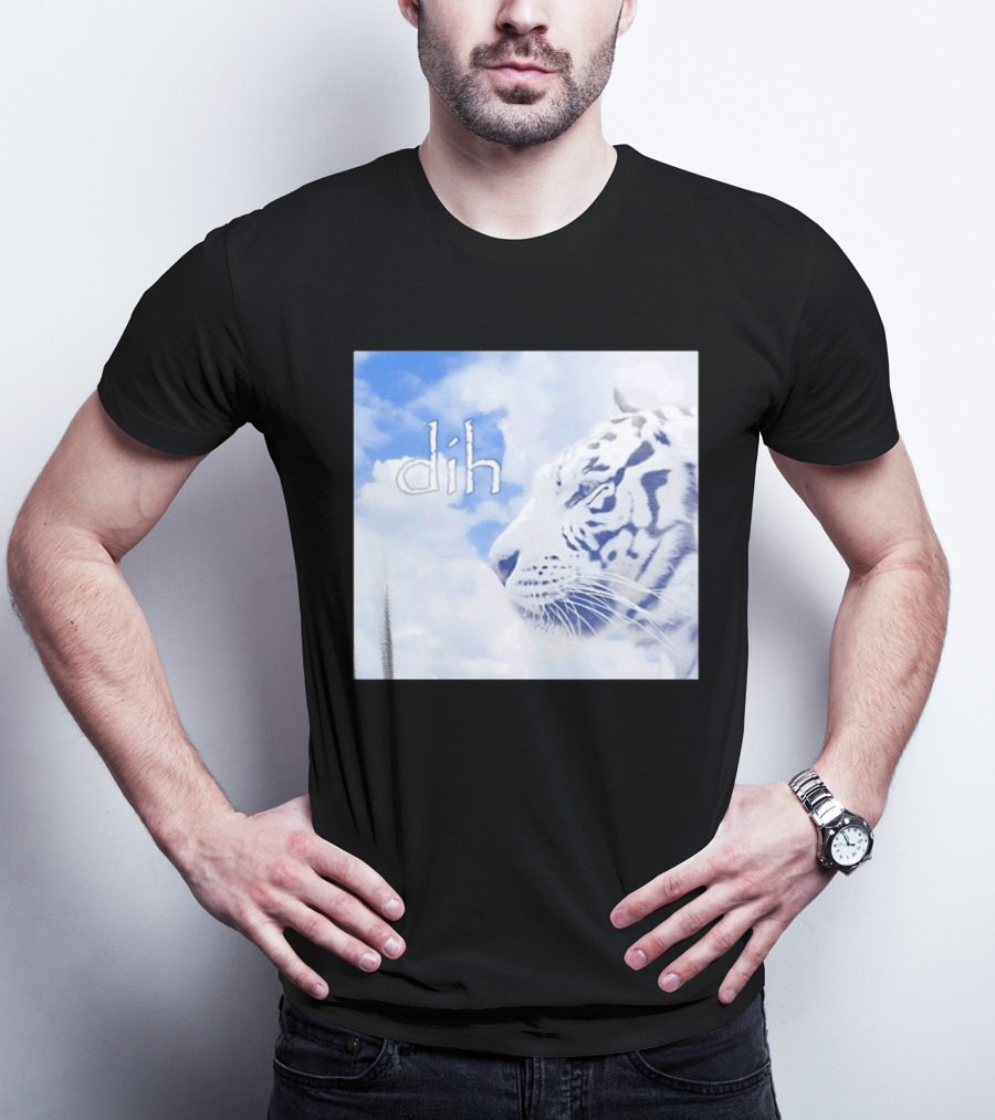 Tiger Dih Majestic Clouds White Bengal Tiger Profile T-Shirt