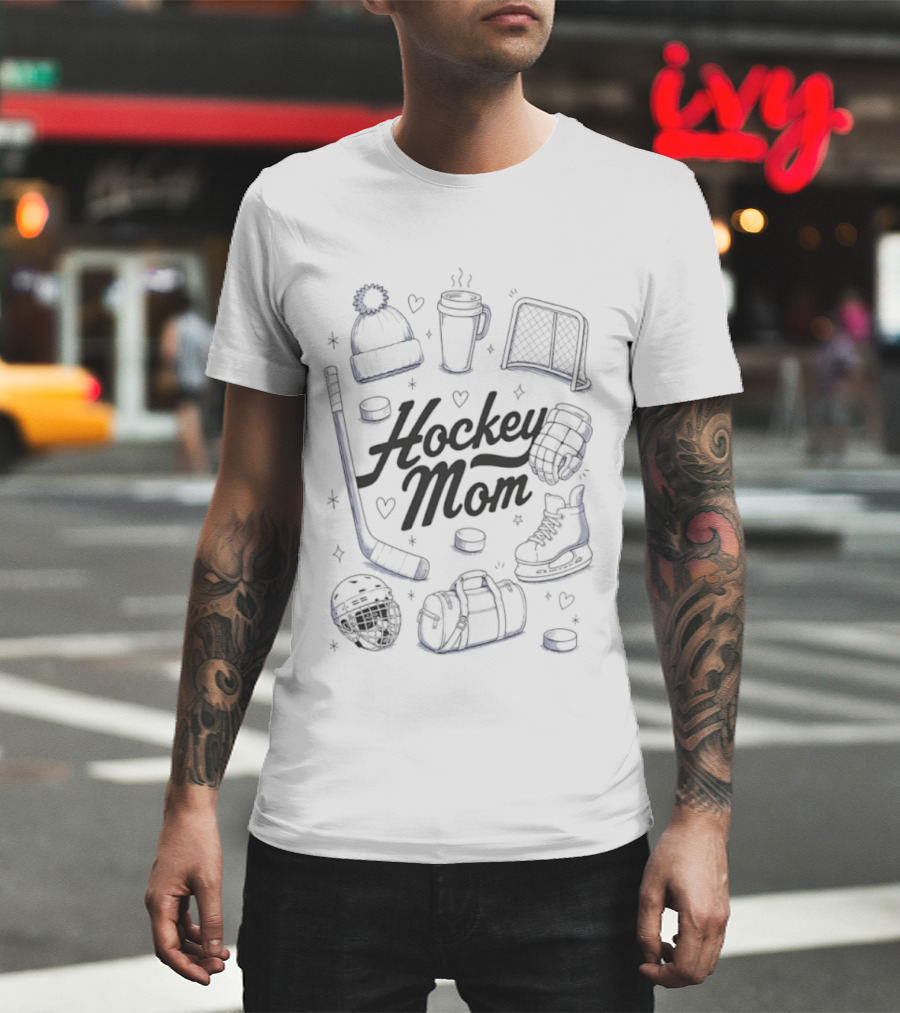 Hockey Mom 2026 Essentials Ice Skates Coffee Beanie Gear T-Shirt