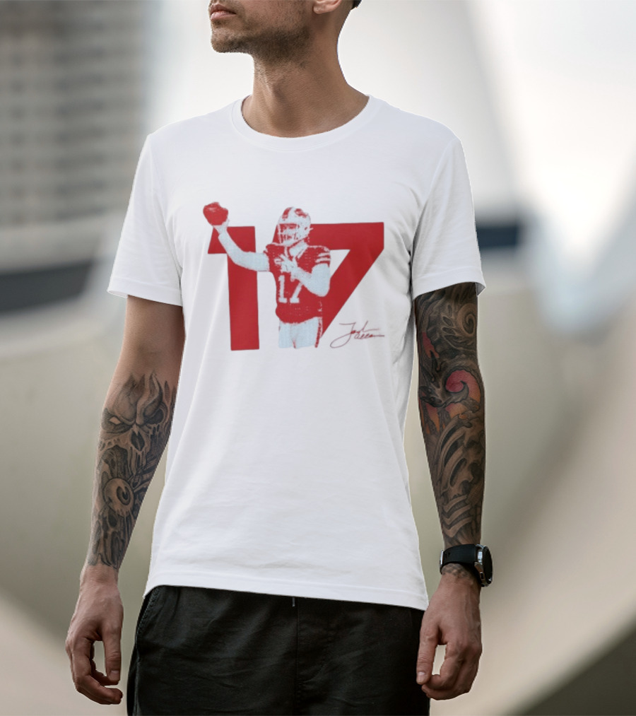 Josh Allen Buffalo Bills Number 17 Football Action T-Shirt