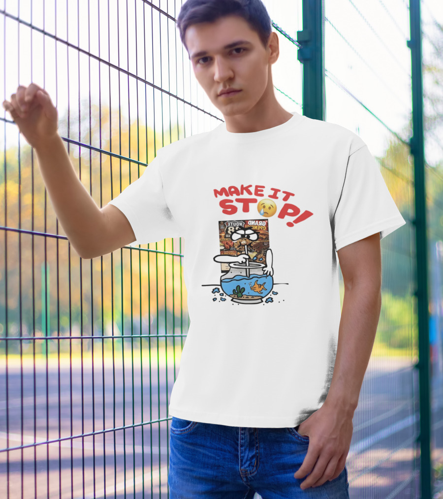Make It Stop Route 88 Grand Opening Specials Crying Emoji Fish Bowl T-Shirt