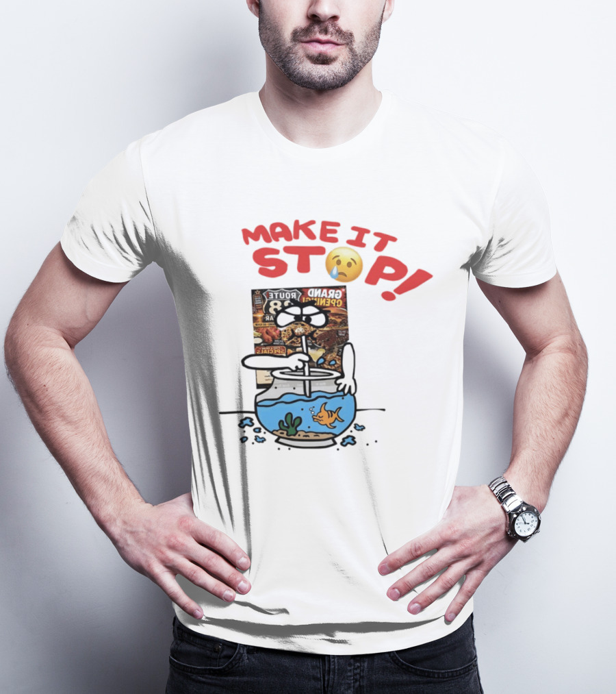 Make It Stop Route 88 Grand Opening Specials Crying Emoji Fish Bowl T-Shirt