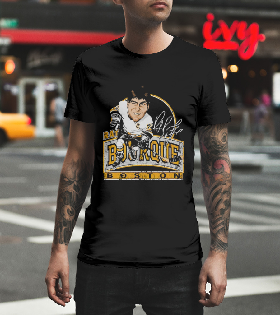 Ray Bourque Boston Bruins Hockey Bruce Stark Caricature T-Shirt