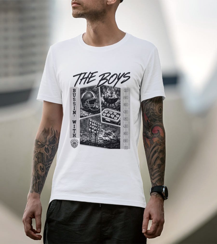 Bussin With The Boys Football Podcast Grilling And Game Day Vibes T-Shirt