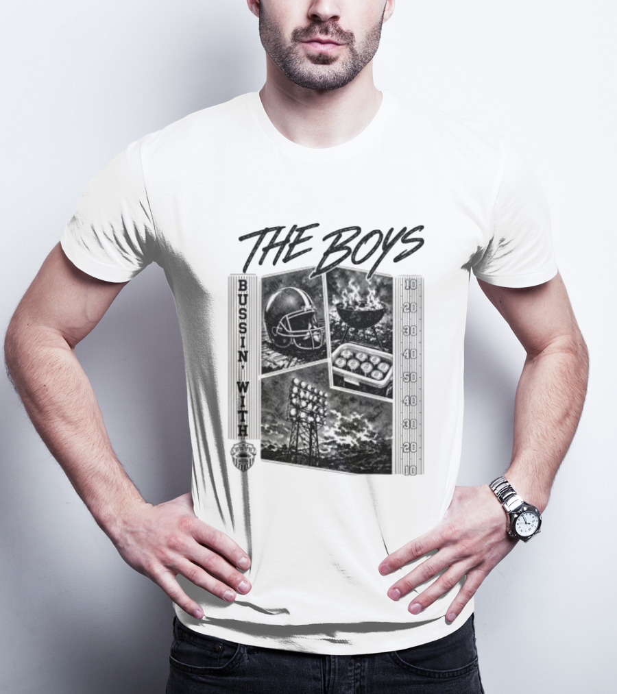 Bussin With The Boys Football Podcast Grilling And Game Day Vibes T-Shirt