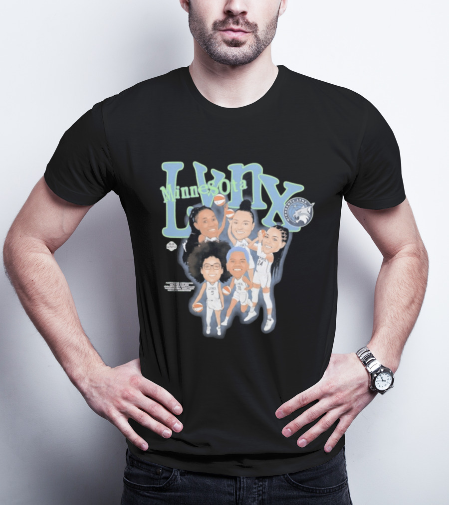 Minnesota Lynx Big 5 WNBA Basketball Caricature Team Spirit T-Shirt