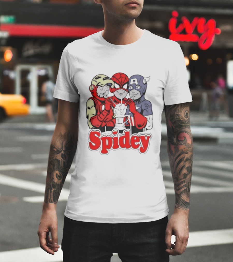 Spidey Iron Man Captain America Beer Meme T-Shirt
