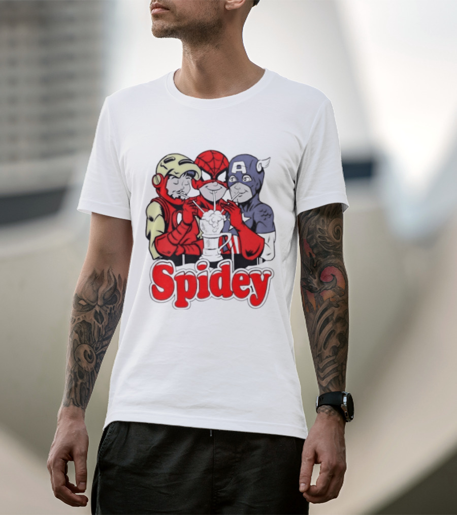 Spidey Iron Man Captain America Beer Meme T-Shirt