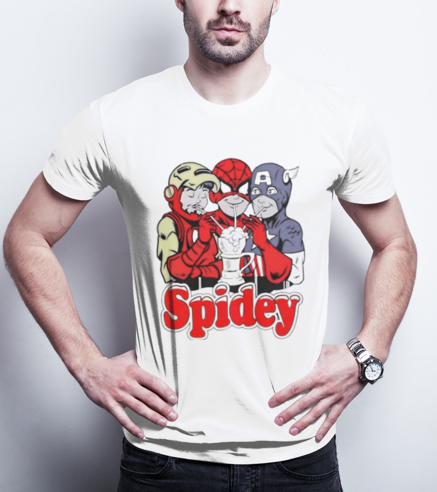 Spidey Iron Man Captain America Beer Meme T-Shirt