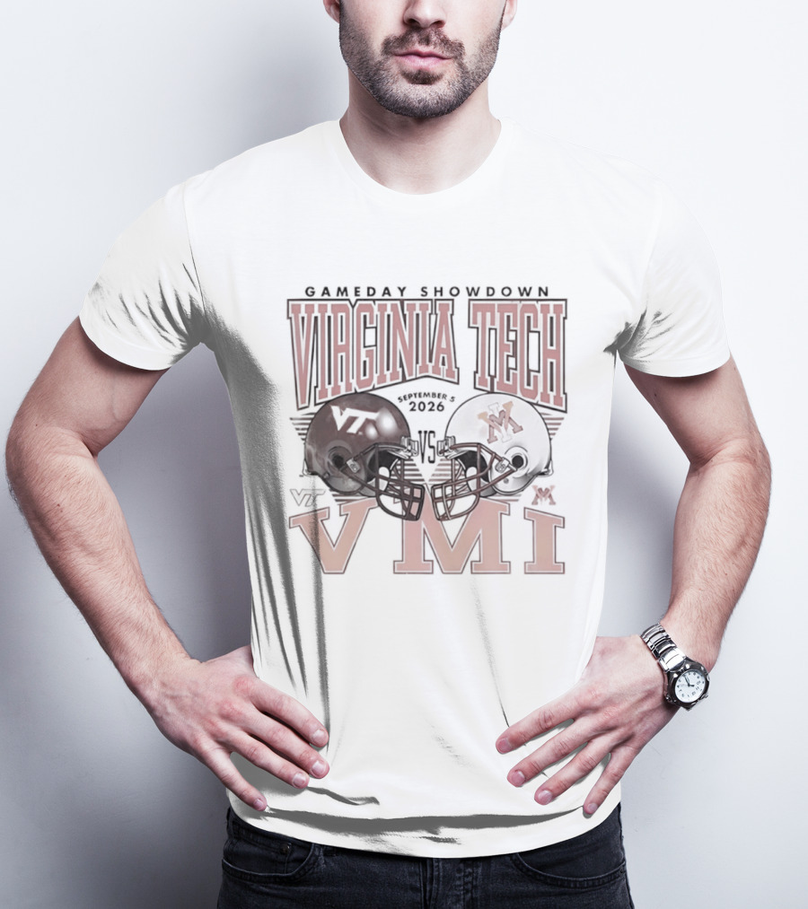 Virginia Tech Hokies Vs VMI 2026 Gameday Showdown Football Helmets T-Shirt