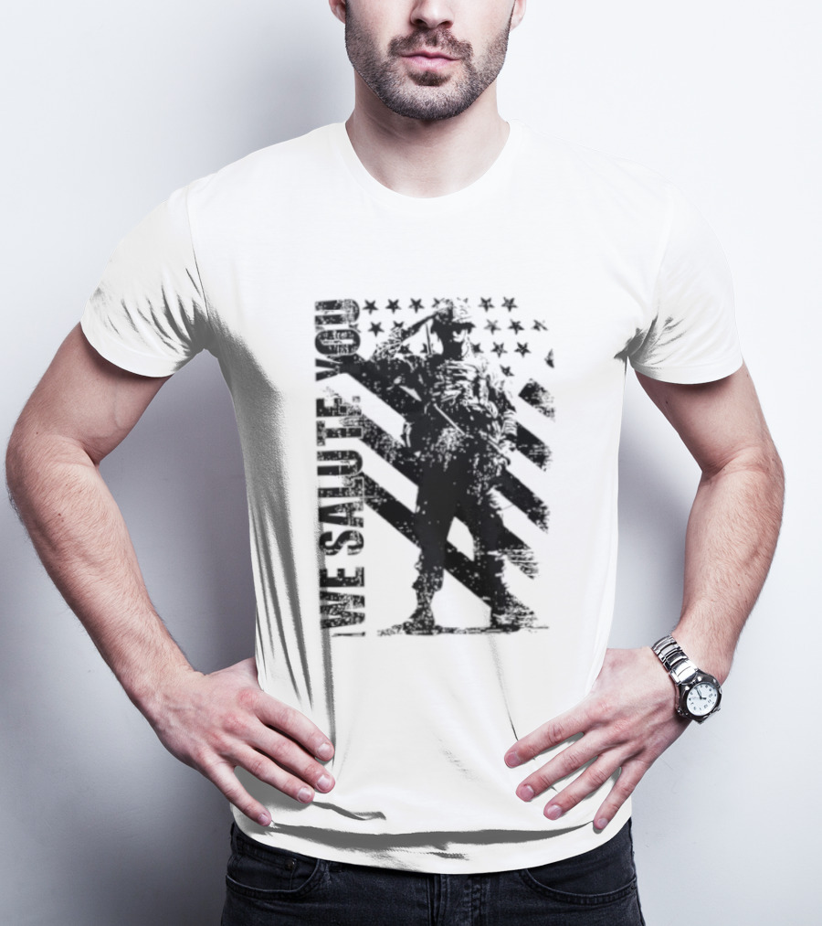 We Salute You Soldier American Flag Military Stars Stripes T-Shirt