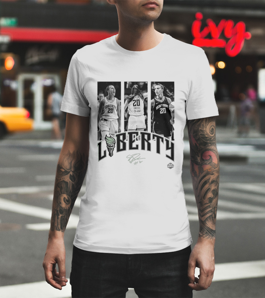 Sabrina Ionescu Liberty WNBA Player Collage Signature T-Shirt