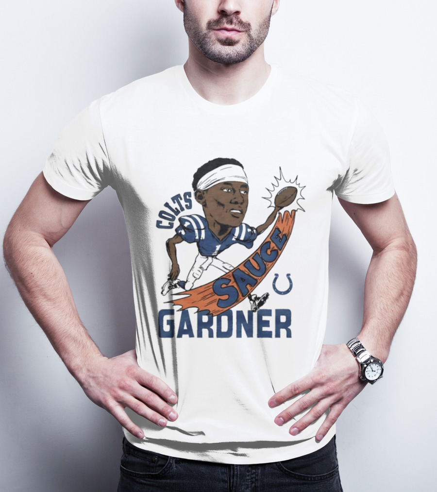 Colts Sauce Gardner Indianapolis Football Player Caricature T-Shirt