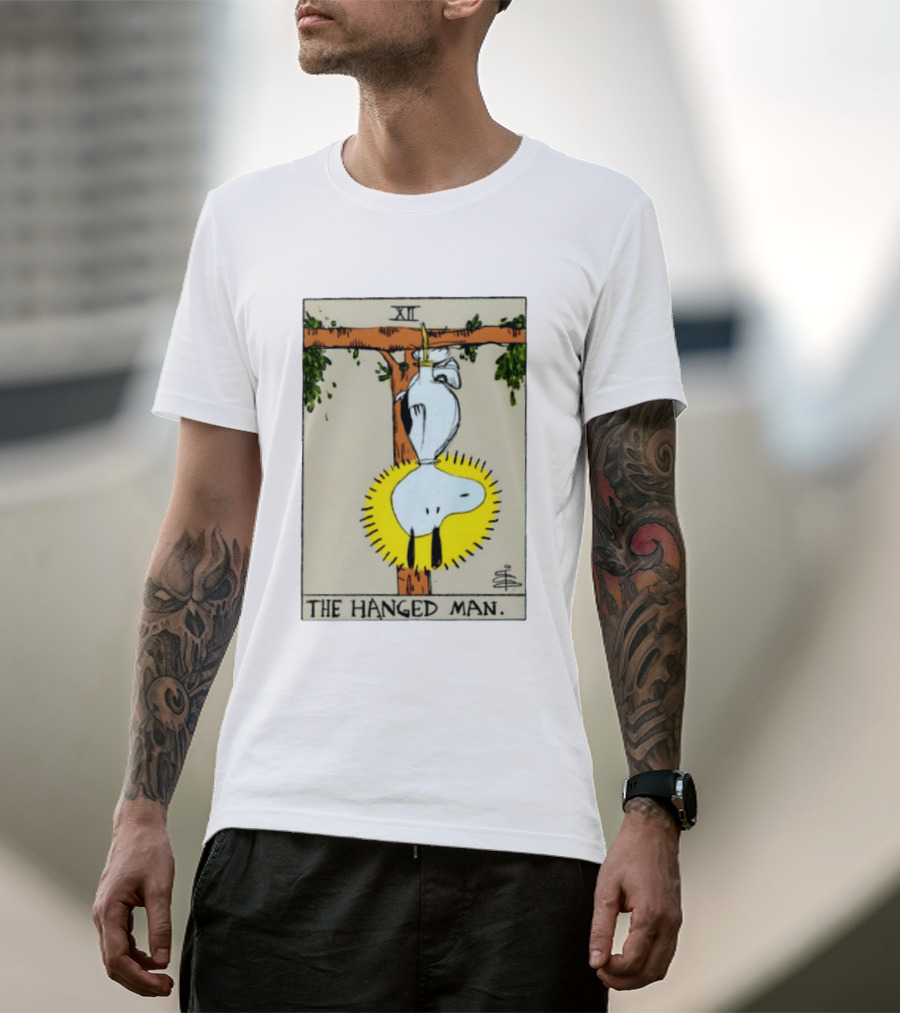 Snoopy The Hanged Man Tarot Card XII Peanuts T-Shirt