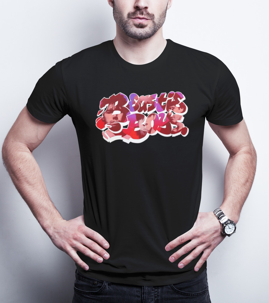 Beastie Boys Get Busy Or Get Lost Red And White Text With Faces T-Shirt