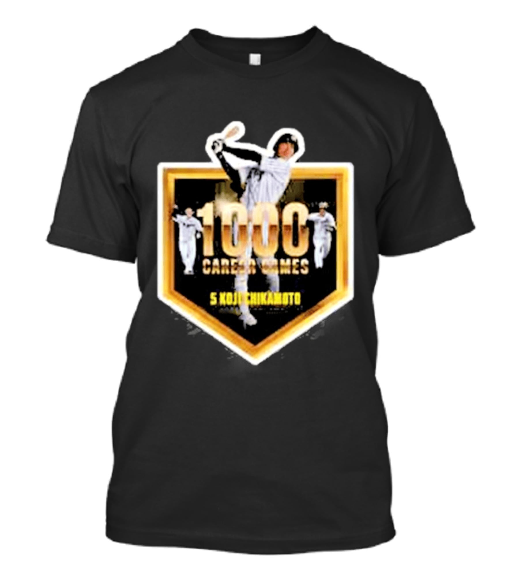 Hanshin Tigers 1000 Career Games Koji Chikamoto #5 Commemoration T-Shirt