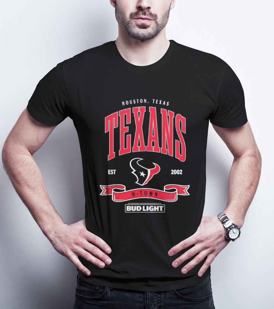 Houston Texas Texans EST 2002 Bud Light H Town T-Shirt