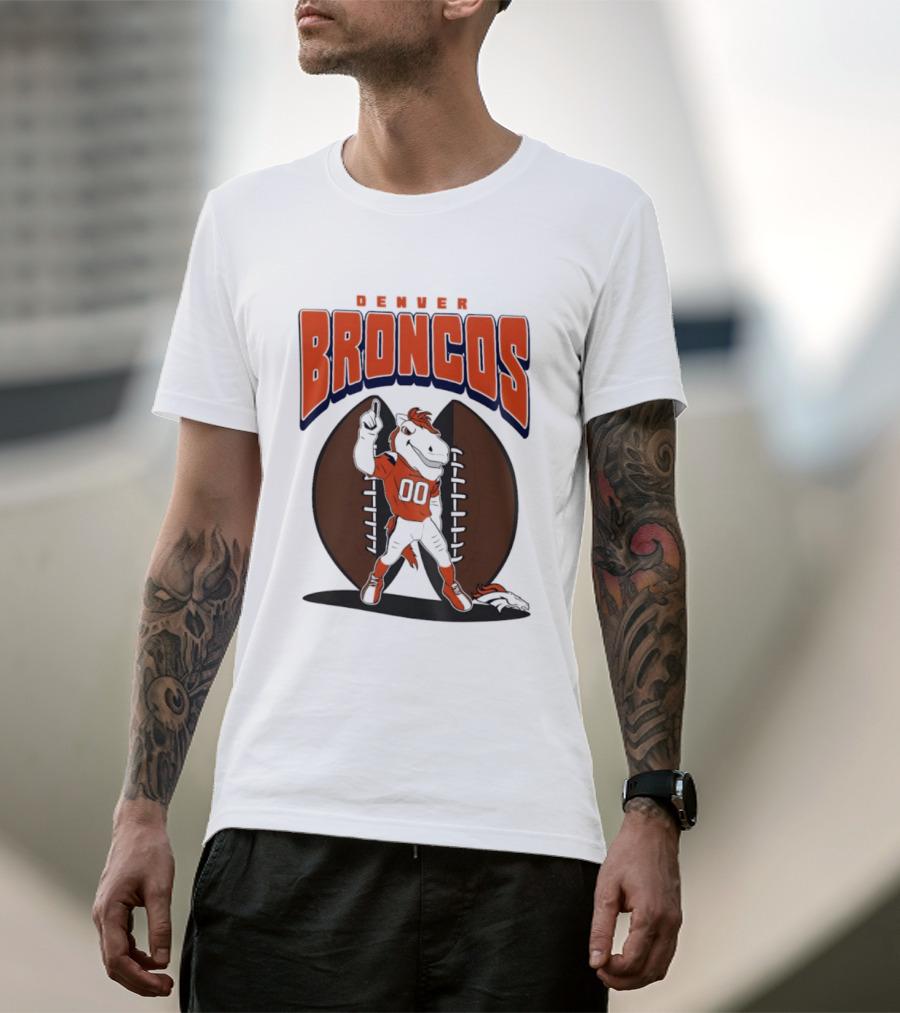 Denver Broncos 2026 Mascot Miles And Football T-Shirt