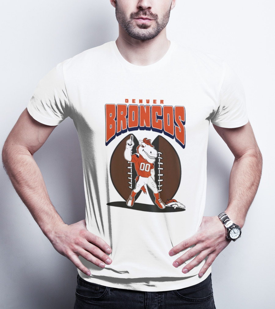 Denver Broncos 2026 Mascot Miles And Football T-Shirt