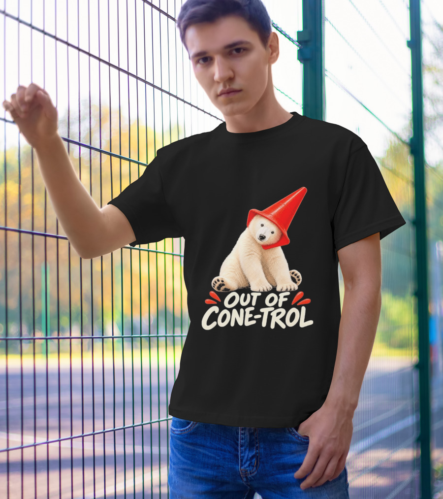 Out Of Cone Trol Polar Bear Traffic Cone Viral T-Shirt