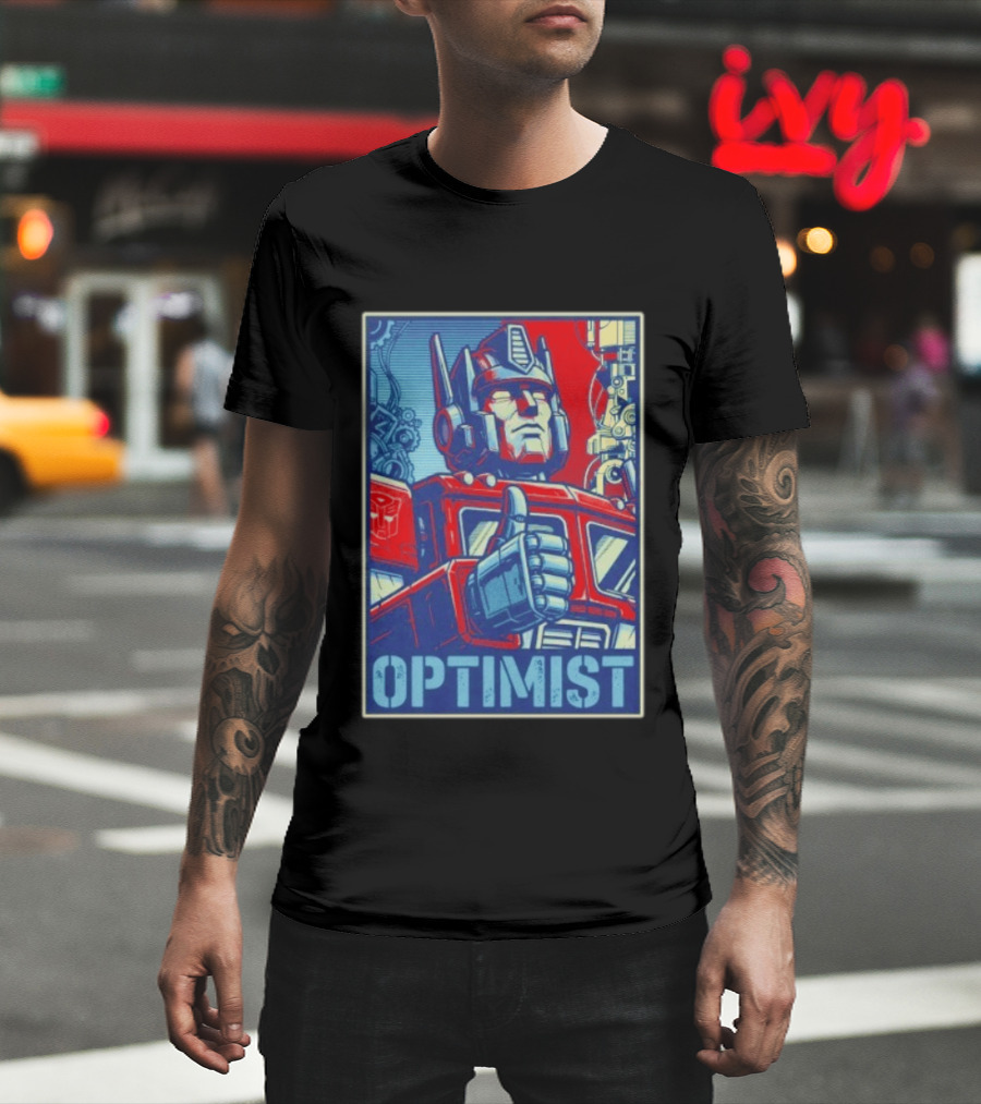 Optimus Prime Optimist Transformers Art Thumbs Up T-Shirt