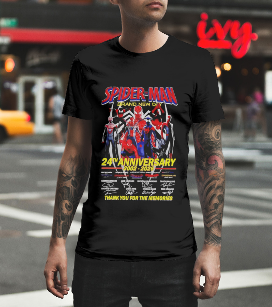 Spider Man Brand New Day 24th Anniversary 2002 2026 Thank You For The Memories T-Shirt