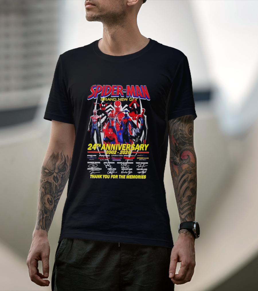 Spider Man Brand New Day 24th Anniversary 2002 2026 Thank You For The Memories T-Shirt