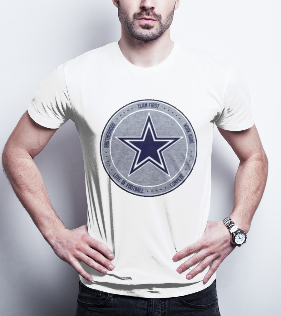 Dallas Cowboys Team First Star Brotherhood Love Of Football Compete Work Hard Heather Gray 2026 T-Shirt