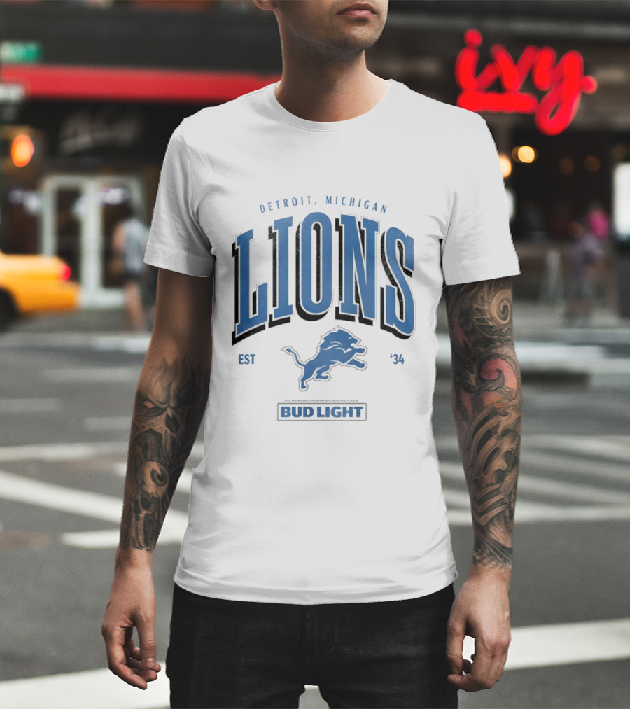 Detroit Michigan Lions Est '34 Bud Light T-Shirt