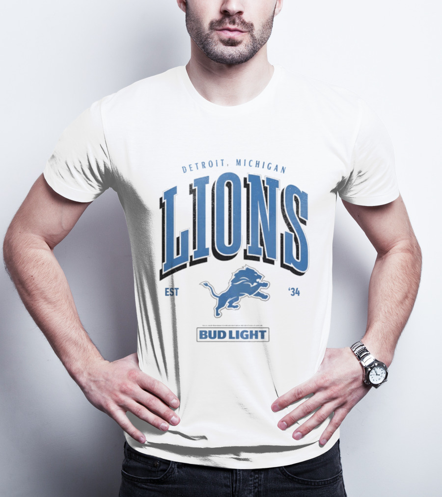 Detroit Michigan Lions Est '34 Bud Light T-Shirt