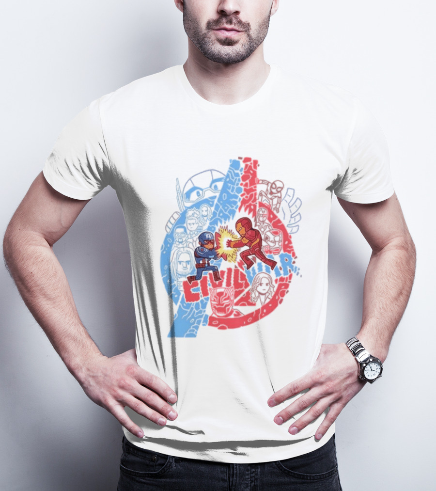 Marvel Civil War Captain America Versus Iron Man Chibi Showdown T-Shirt