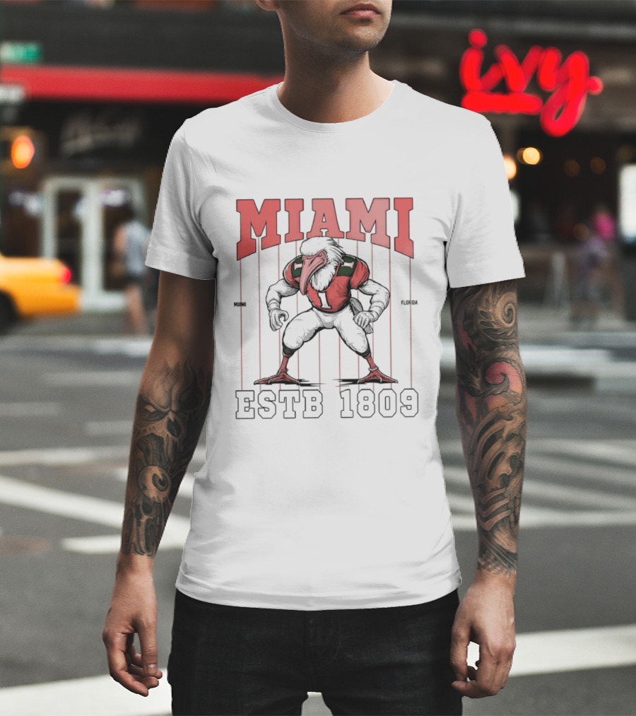 Miami Hurricanes Ibis Football ESTB 1809 T-Shirt