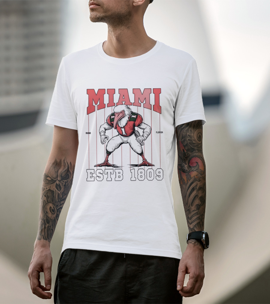 Miami Hurricanes Ibis Football ESTB 1809 T-Shirt