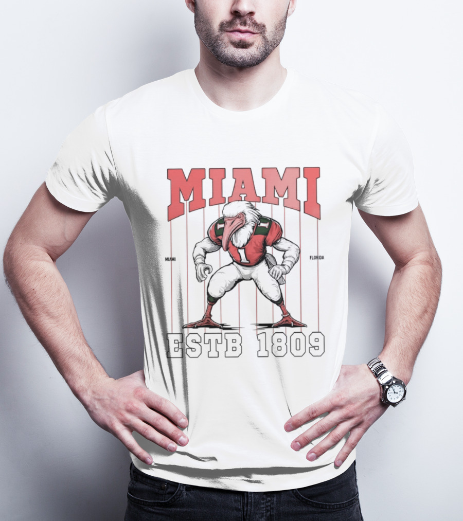 Miami Hurricanes Ibis Football ESTB 1809 T-Shirt