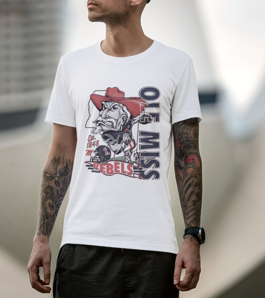 Ole Miss Rebels Est 1848 Vintage Colonel Reb NCAA Football T-Shirt