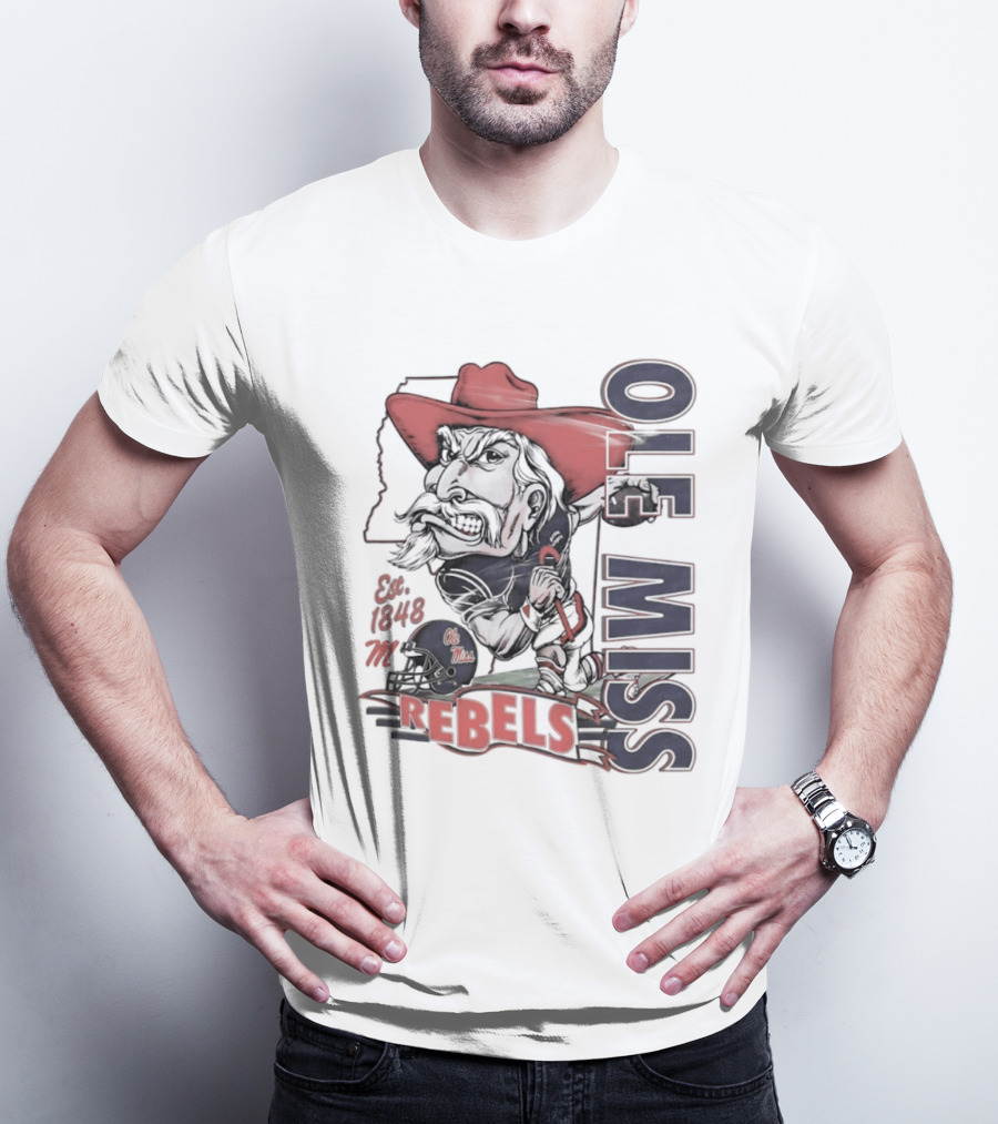 Ole Miss Rebels Est 1848 Vintage Colonel Reb NCAA Football T-Shirt