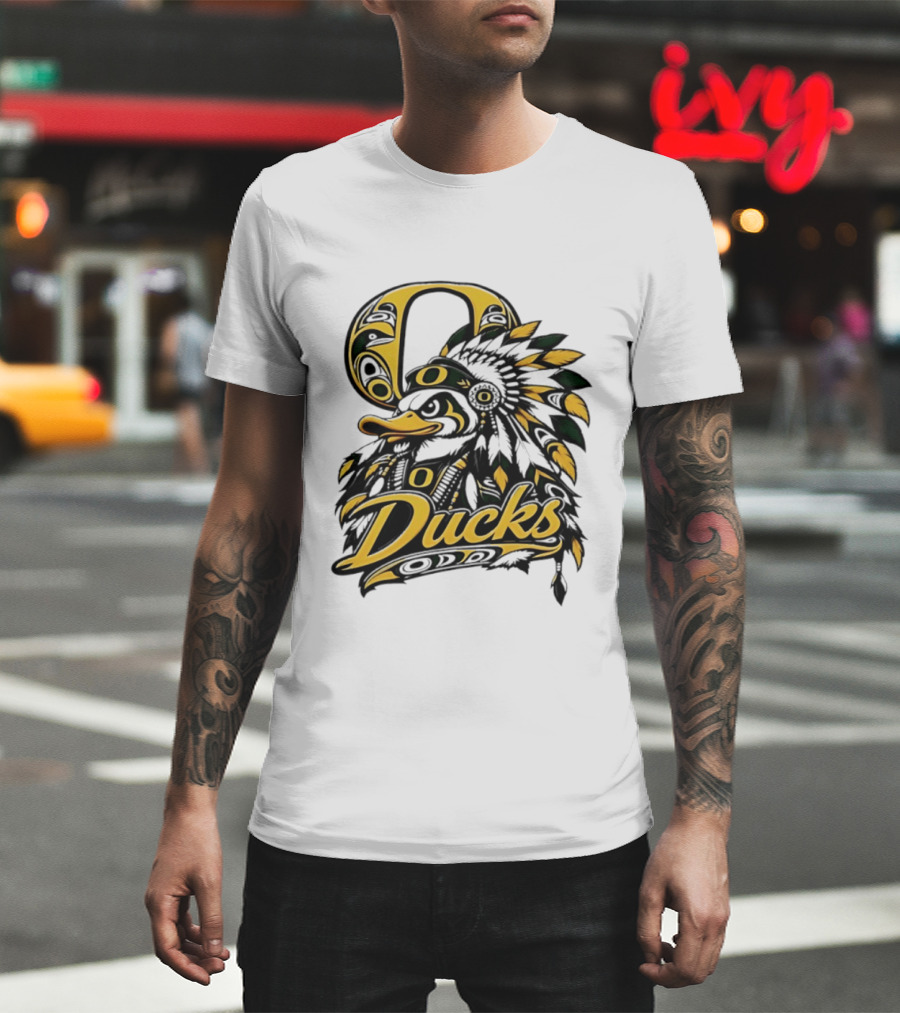Oregon Ducks Native American Headdress Tribal T-Shirt