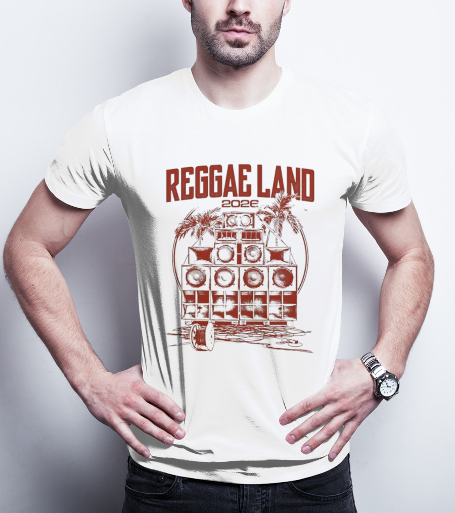 Reggae Land 2026 Soundsystem Palm Trees Stack T-Shirt