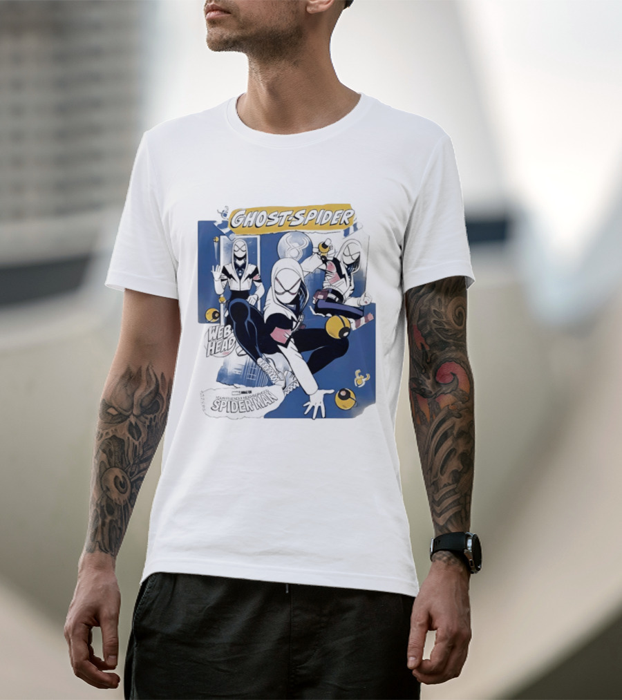 Ghost Spider Web Head Spider Man T-Shirt