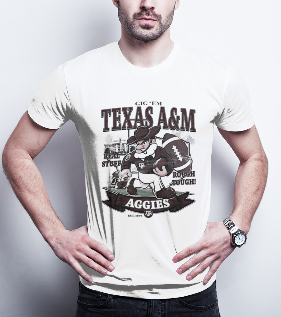 Texas A&M Aggies Gig 'Em Real Stuff Rough Tough T-Shirt