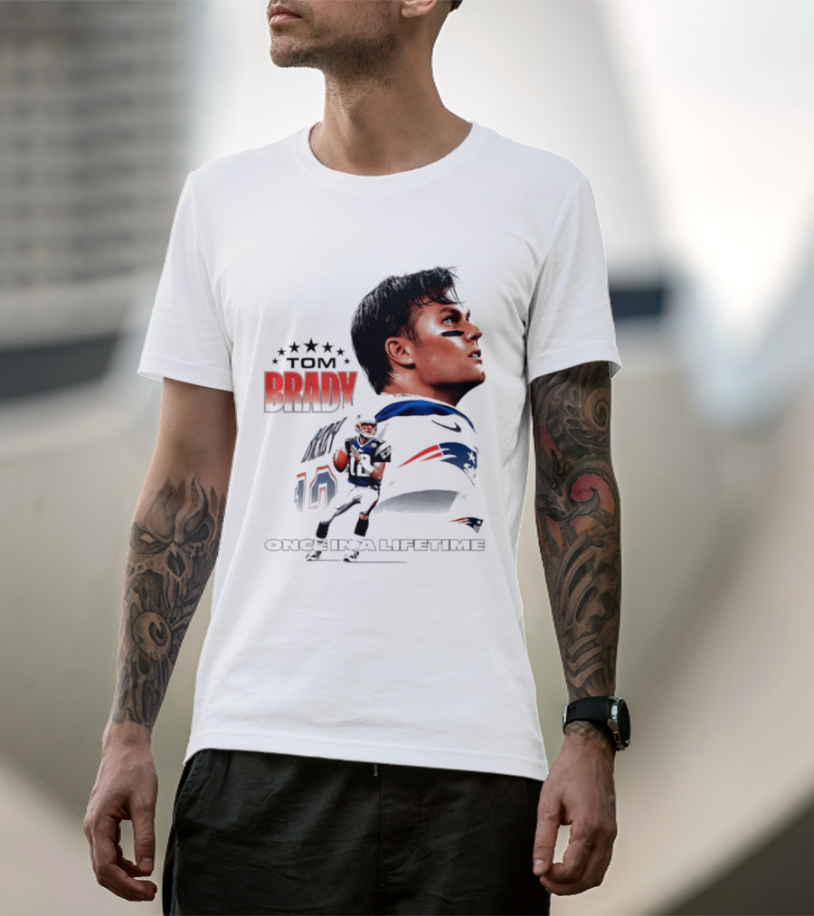 Tom Brady New England Patriots Once In A Lifetime Stars Collage T-Shirt