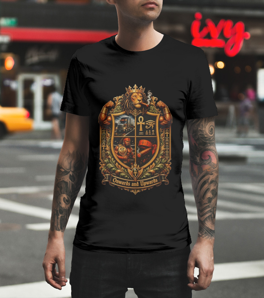 Onwards And Upwards Egyptian Ankh Lion King Smoking Cigar Truck T-Shirt