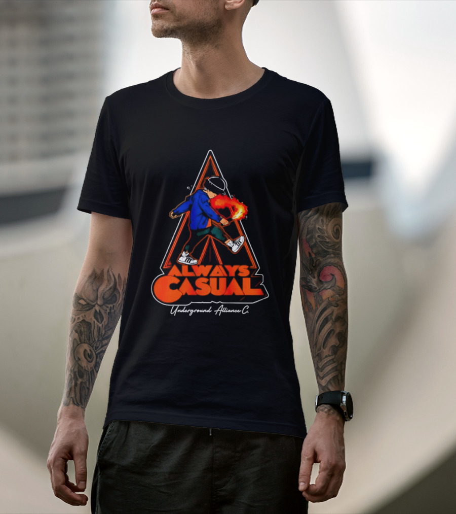Always Casual Underground Alliance C Youth Flare Fire Backpack Street T-Shirt
