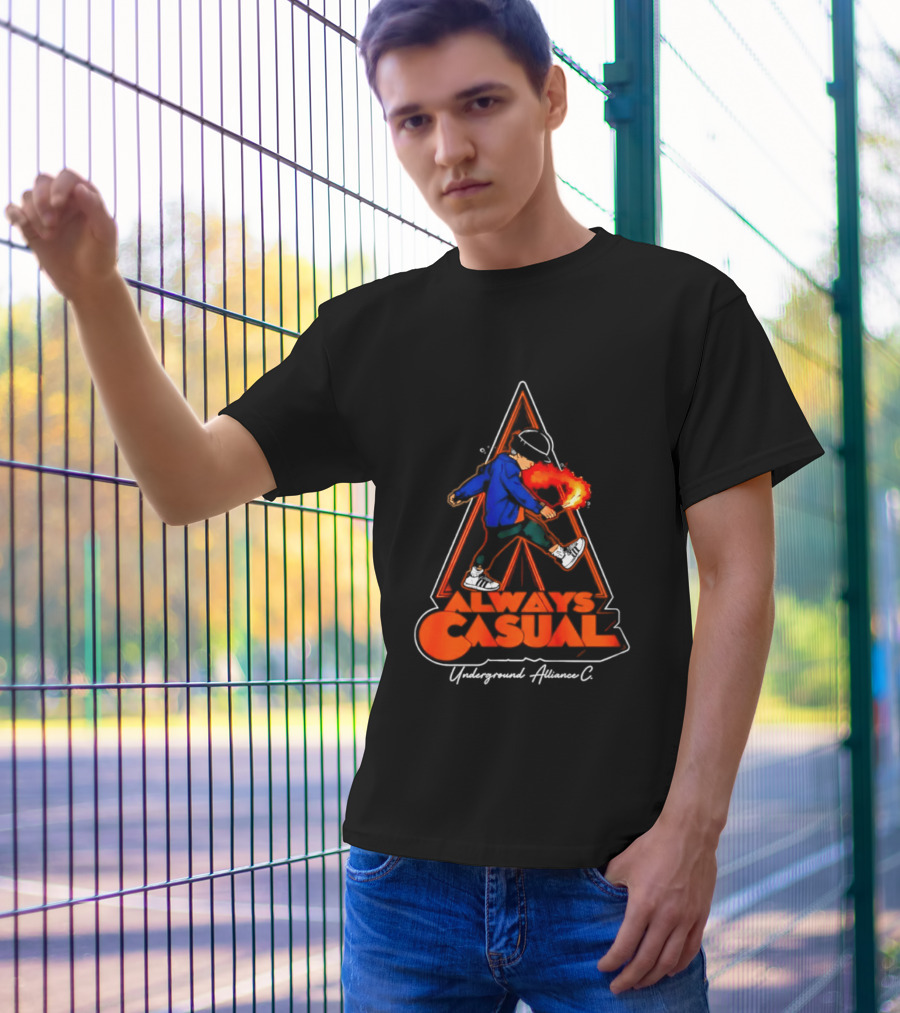 Always Casual Underground Alliance C Youth Flare Fire Backpack Street T-Shirt