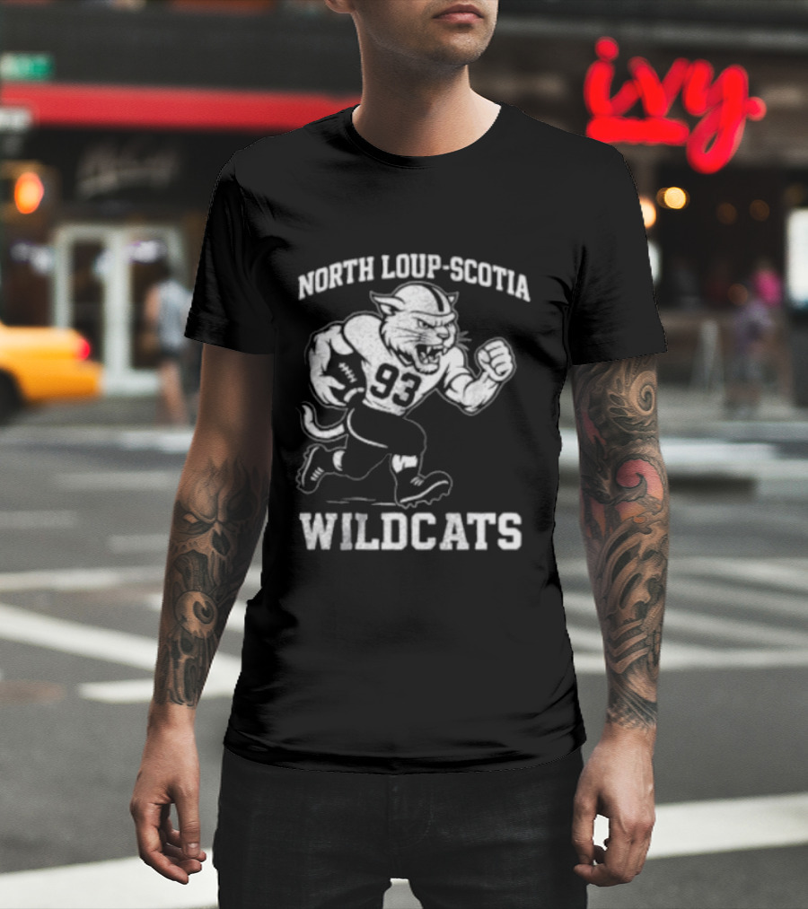 North Loup Scotia Wildcats 93 Football Player T-Shirt