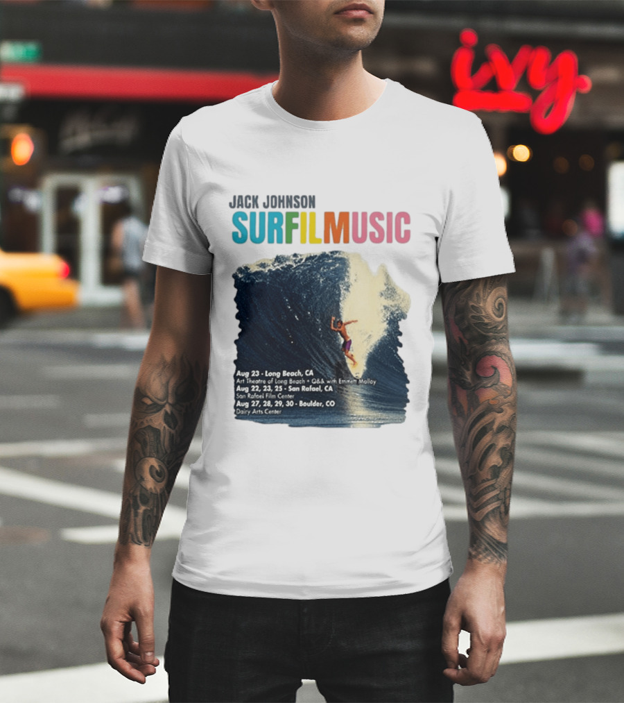 Jack Johnson Surf Film Music Long Beach Art Theatre Aug 23 2026 T-Shirt