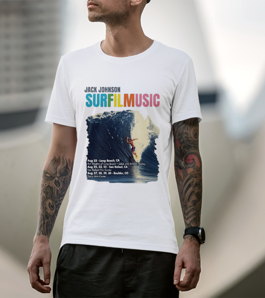 Jack Johnson Surf Film Music Long Beach Art Theatre Aug 23 2026 T-Shirt